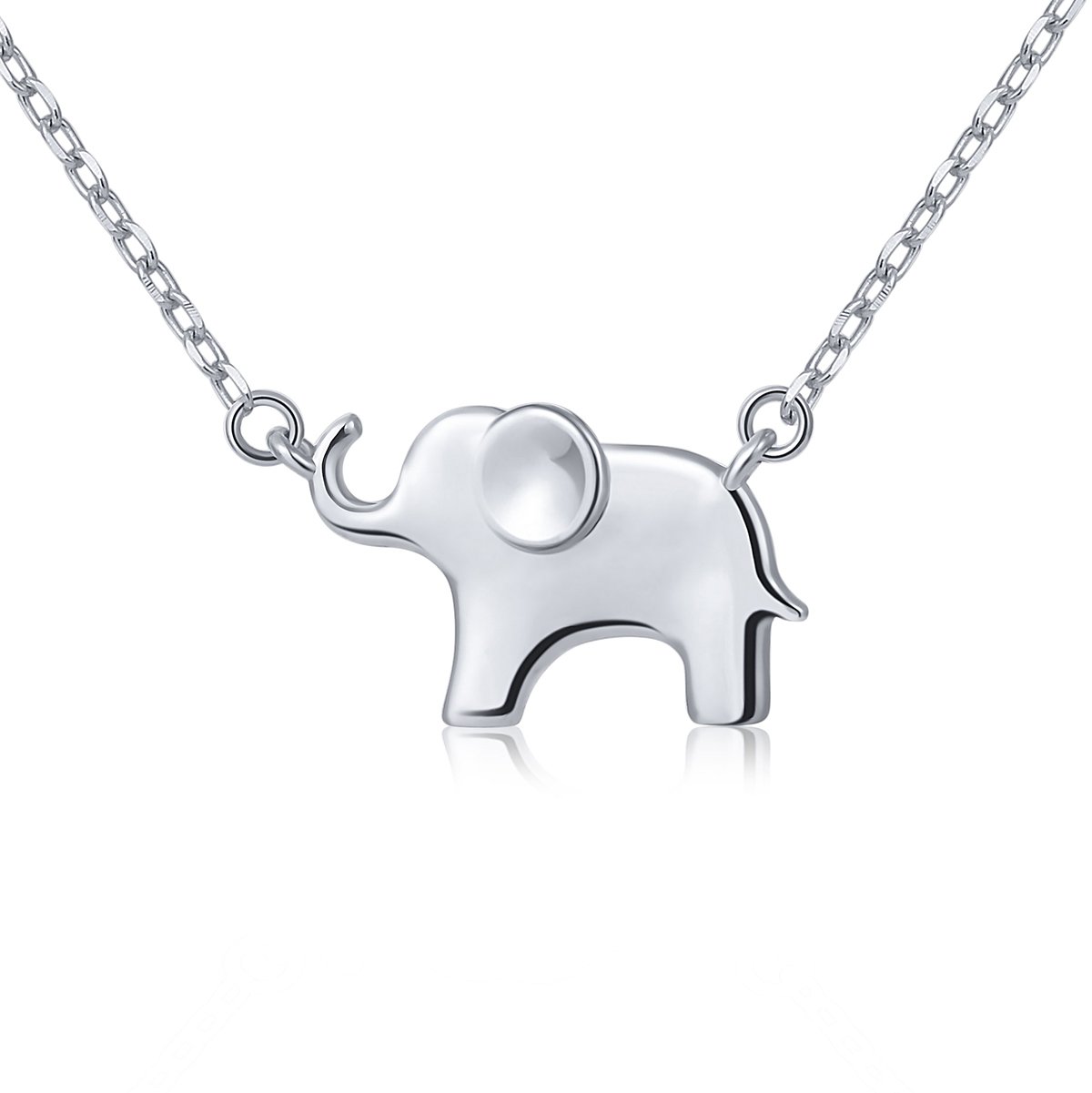 Ladytree S925 Sterling Silver Lovely Elephant Pendant Necklace for Women Jewelry Gift