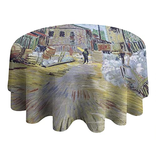 Round Waterproof Tablecloth Van-Gogh-Factory-at-Asnieres- for Kitchen Dining/Party/Wedding Use Washable Table Cover