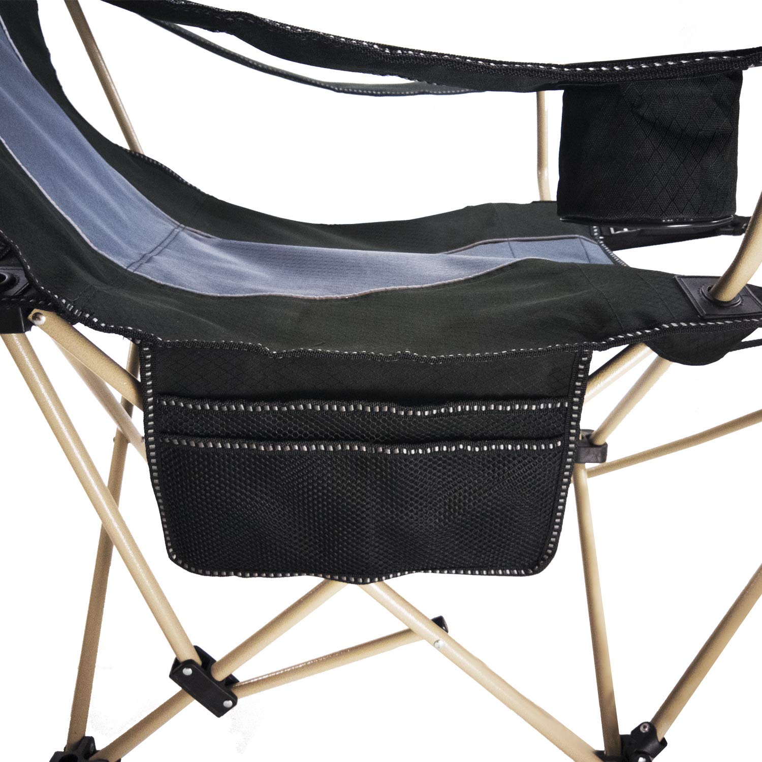 KHORE Camping Folding Portable Recliner Chair with Adjustable and Removabel Footrest (Black)