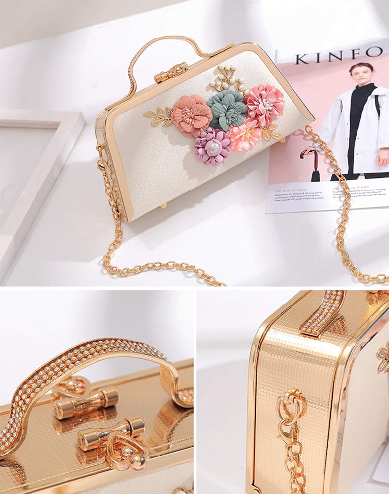 L-COOL Women's Retro Handbag Clutches Purse Bags Flower Vintage Shoulder Bag Evening Handbag (Purple)