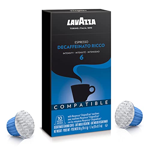 Lavazza Decaffeinato Ricco Espresso Dark Roast Capsules Compatible with Nespresso® Original* Machines (Pack of 100)