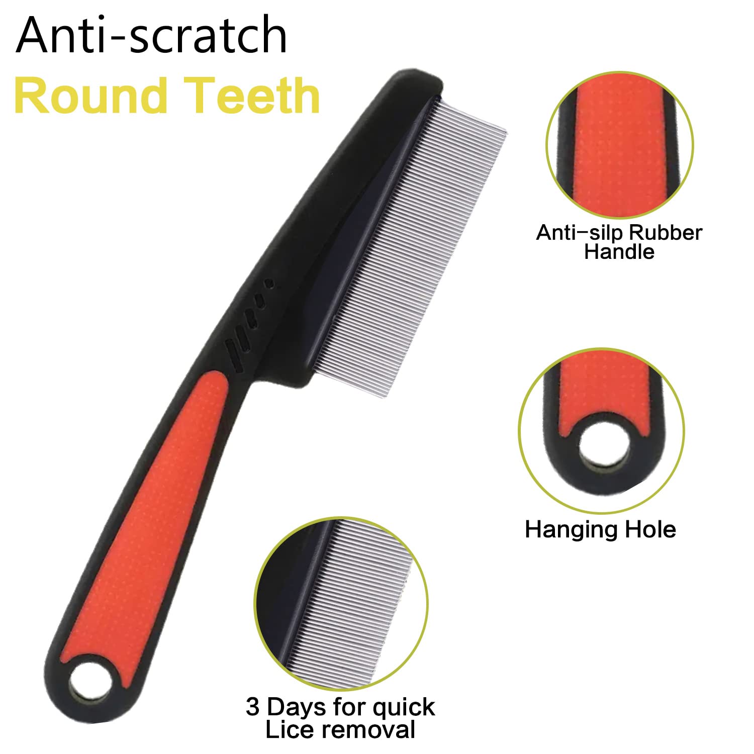Trism Stainless Steel Fine Tooth Comb Dandruff Comb, Professional Fine Tooth Hair Comb for Kids and Adults