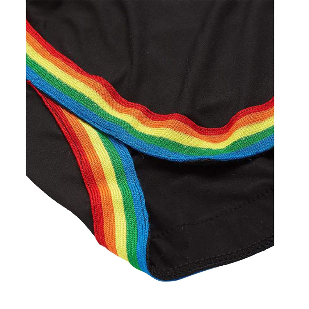 Little Beauty Women's Yoga Elastic Waist Running Athletic Shorts (Rainbow Black, Small)