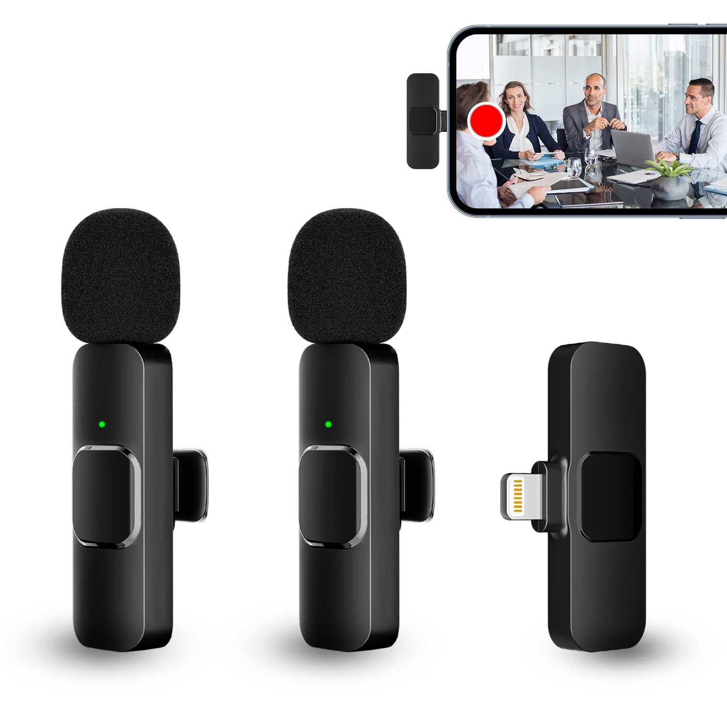 PQRQP Dual Wireless Lavalier Microphone for iPhone, iPad, Video Conferencing, Recording, Live Streaming