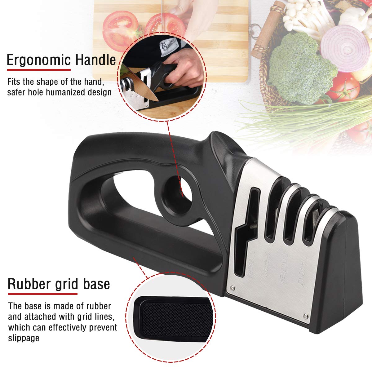 Knife Sharpener,DOXILA Kitchen Knife Sharpener 4 Stage Knife Sharpening Tools Help Helps Repair Restore and Polish Blades,Scissors also can be Sharpened