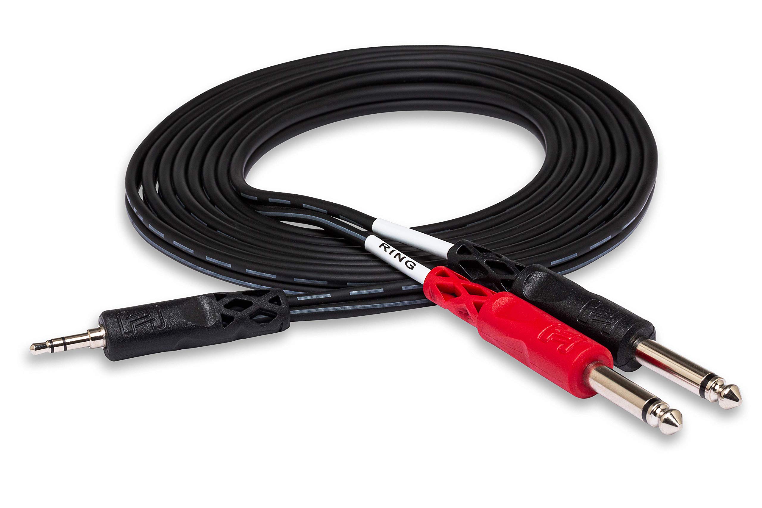 Hosa 3.5mm TRS to 1/4 inch TS Stereo Breakout Cables Bundle (10 Feet, 5 Feet) | Connect Audio Devices to Mixing Consoles