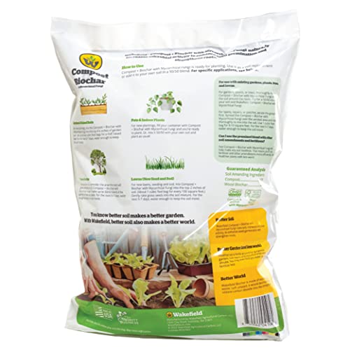 Wakefield Compost + Biochar with Mycorrhizal Fungi β Premium Aged Organic Compost with Mycorrhizal Fungi, Blended with 100% Biochar β 1 cu/ft