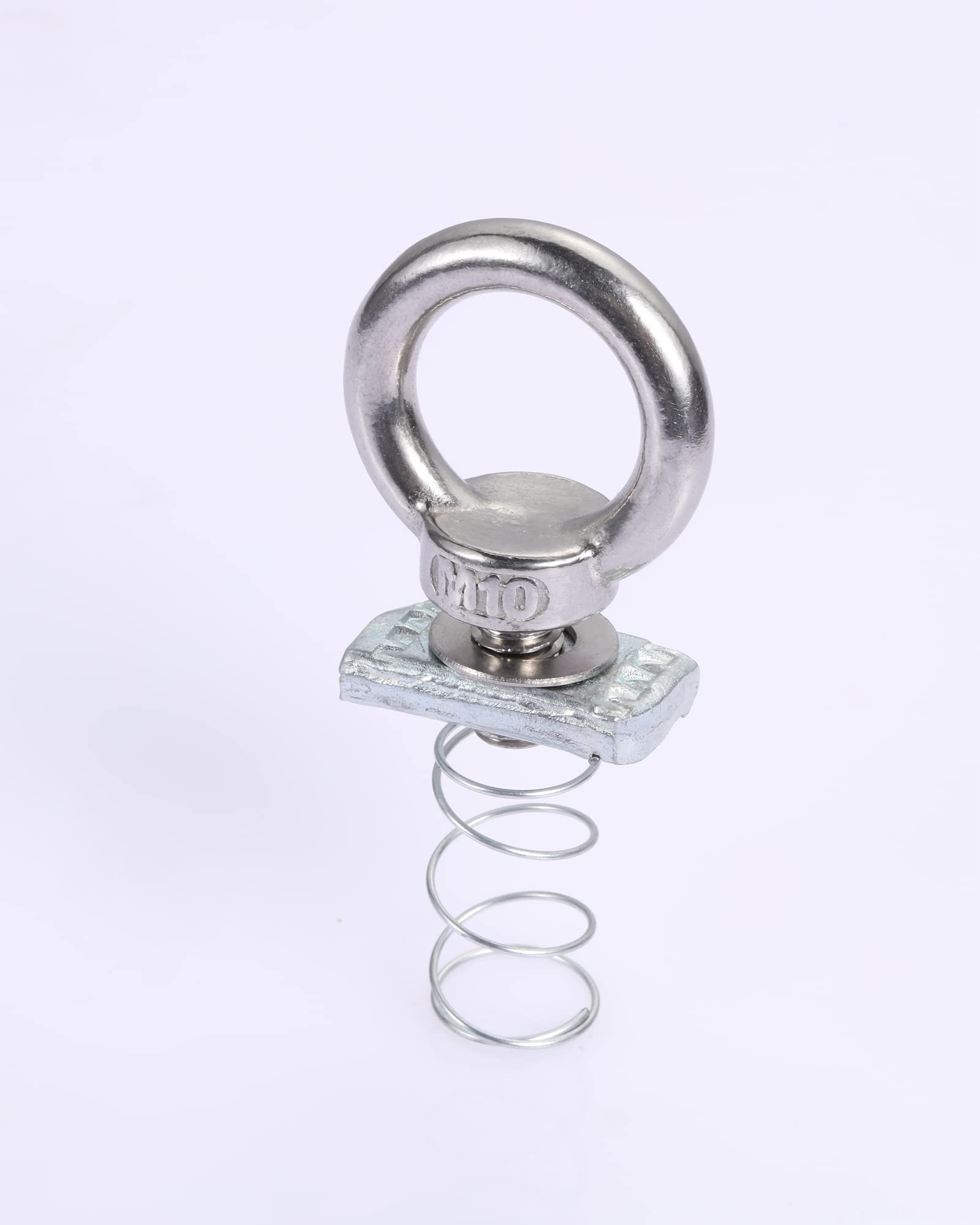 Strut Channel Nut and Eye Bolt Set - Heavy Duty Stainless Steel Eye Bolts M8, M10 | Zinc Plated Spring Nuts, Long Spring for Unistrut, M10, Pack of 4