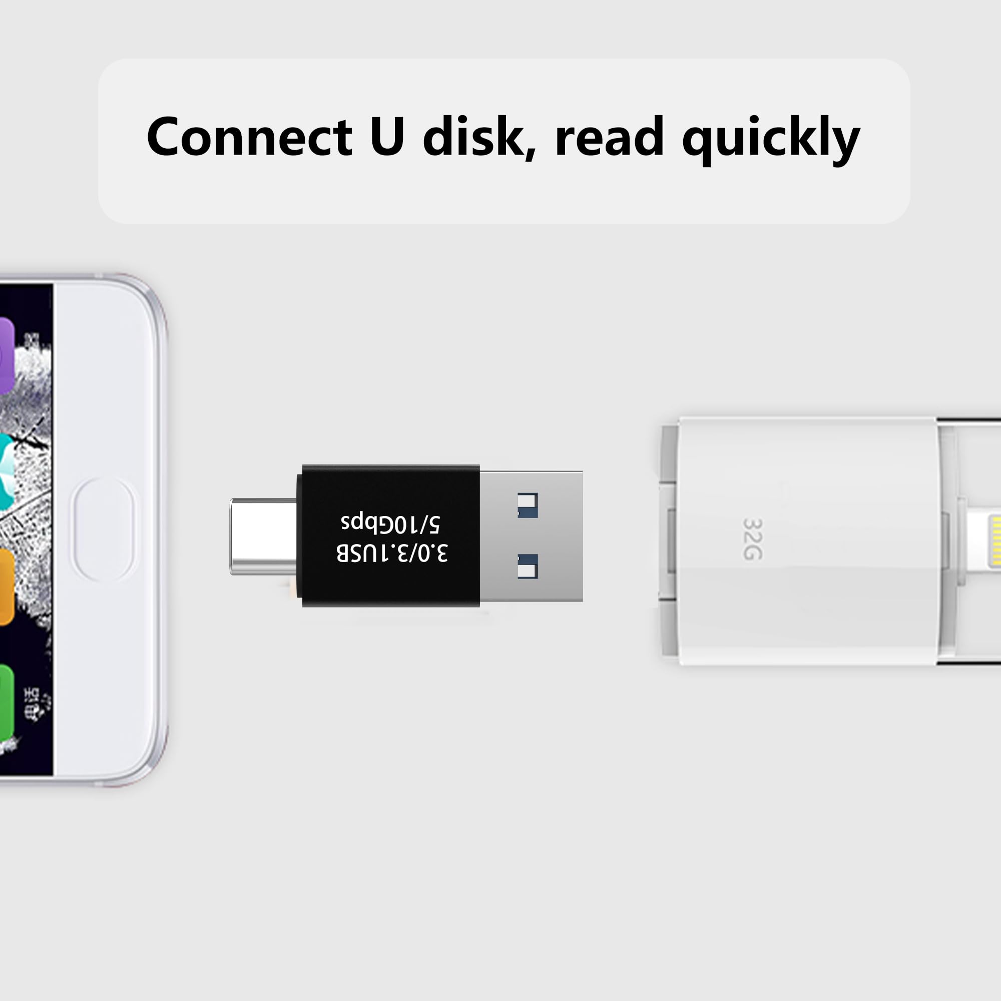 VAKS USB C to USB 3.0 Adapter (4 Pack), Type C Male to USB 3.0 Male Converter, Compatible with Mobile Phones, Computers, Notebook Computers (Black-1)