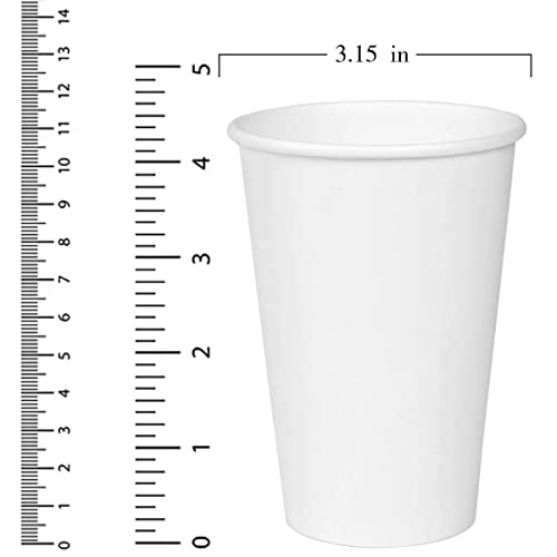 LOCONHA [150 Pack] 12 oz White Paper Cups, Disposable Paper Coffee Cups