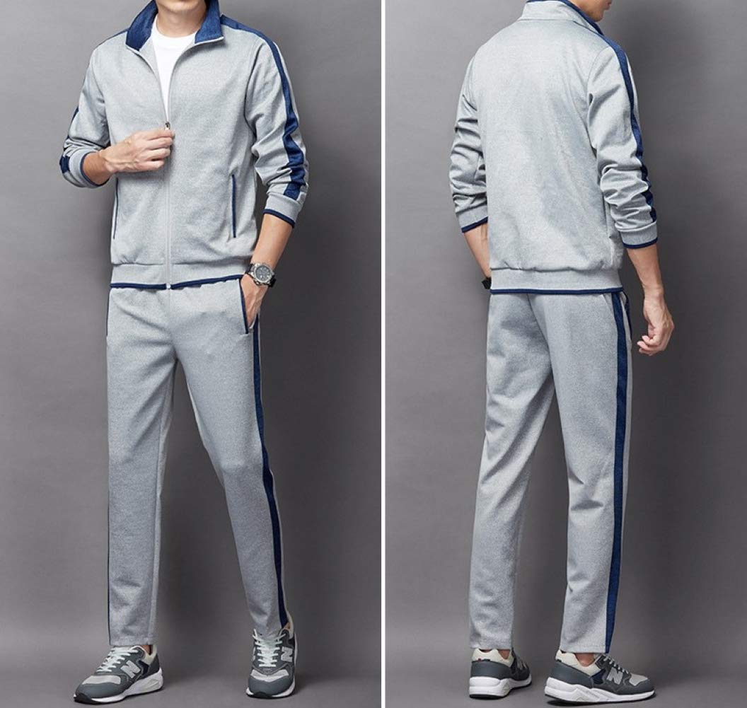 KASUNA Men's Tracksuits Casual Athletic Sweatsuit 2 Piece Track Suits Set Long Sleeve Training Jogging Outfits Full Zip Shenhui-M