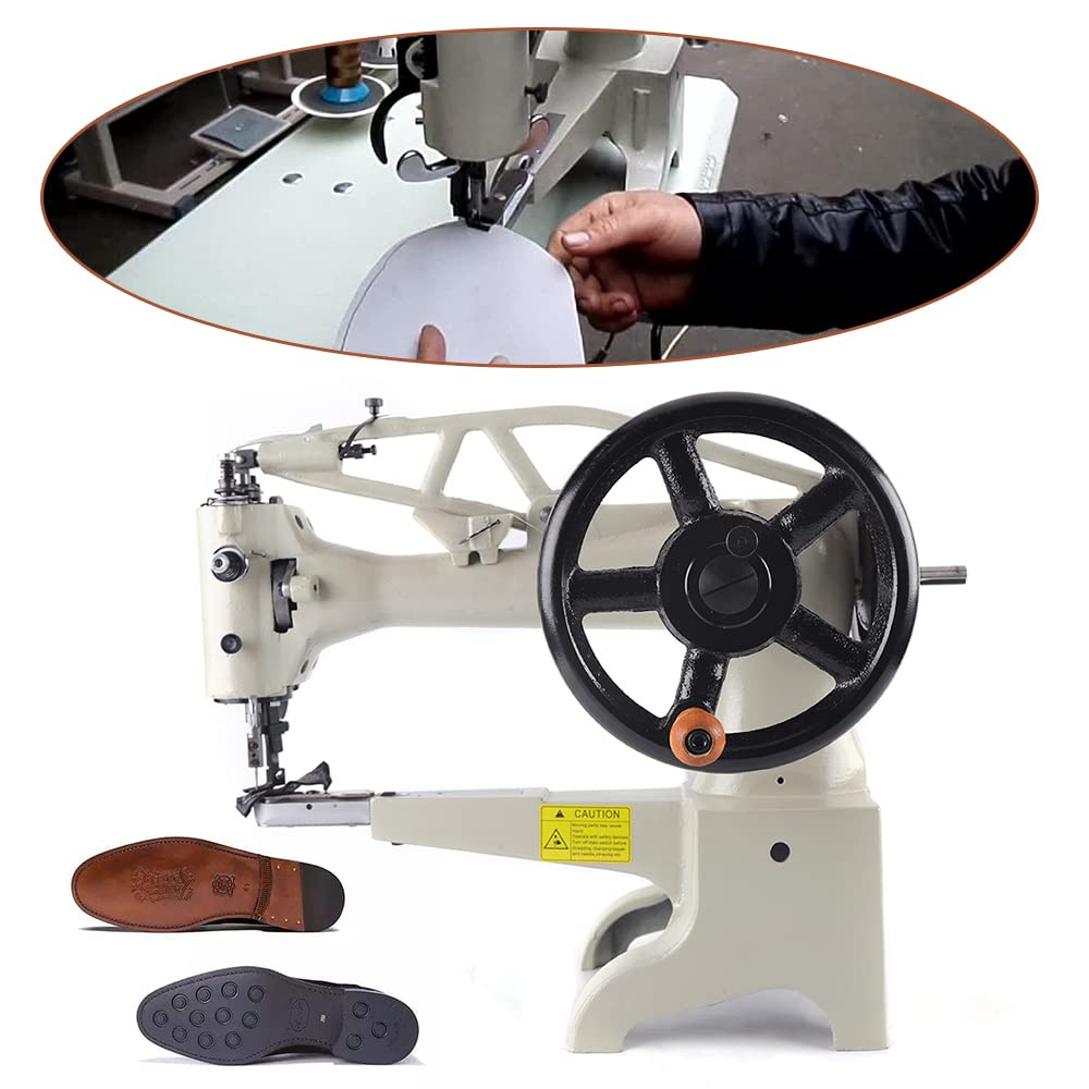Leather Sewing Machine,DIY Manual Sewing Machine Heavy Duty Leather Commercial Sewing Machine,Cast Iron Sewing Machine for Sewing Thick Materials 16.93x7.87x16.93inch White
