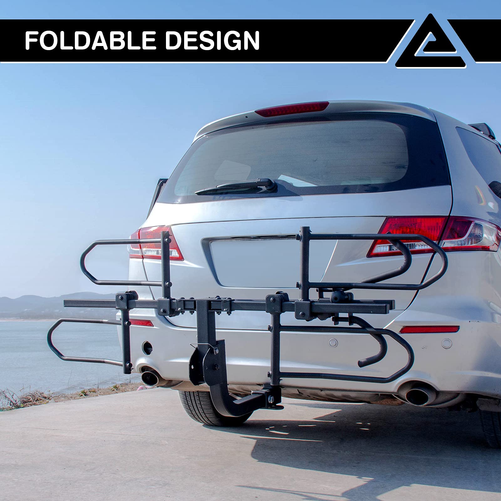 Leader Accessories 2-Bike Platform Style Hitch Mount Bike Rack, Tray Style Bicycle Carrier Racks Foldable Rack for Cars, Trucks, SUV and Minivans with 2" Hitch Receiver - Quick Hitch Pins Design