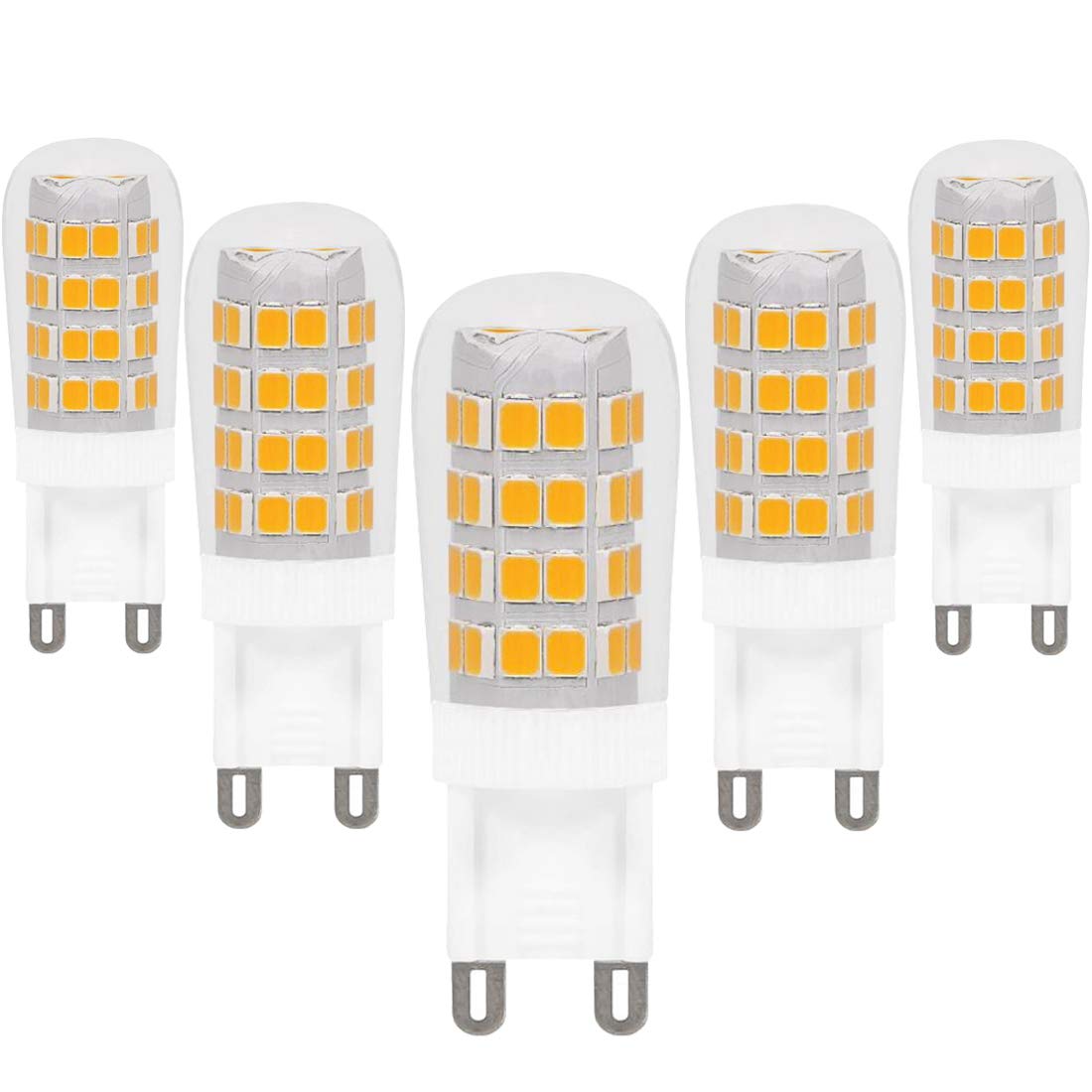 LEMENG G9 LED Light Bulbs 4W 400Lm 2700K Soft Warm White, 40W T4 Halogen Equivalent, AC 120V Bi-Pin G9 Base, Not Dimmable- 5 Pack