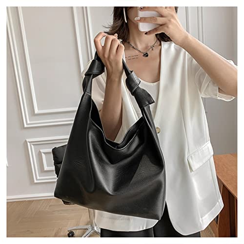 n/a Women Large Bag Trendy Soft Leather Shoulder Bag Large Capacity Tote Handbag (Color : Black, Size : One Size)