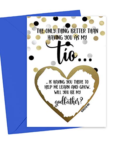 Spanish Will You Be My Godfather Scratch Off Card, Card for Uncle Tio, Padrino Proposal Card for Uncle from Niece Nephew (Tio Godfather)