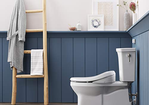 KOHLER 27142-CR-0 PureWash E700 Elongated Heated Bidet Toilet Seat with Remote Control, Bidet Warm Water, Adjustable Bidet Sprayer for Existing Toilets, White