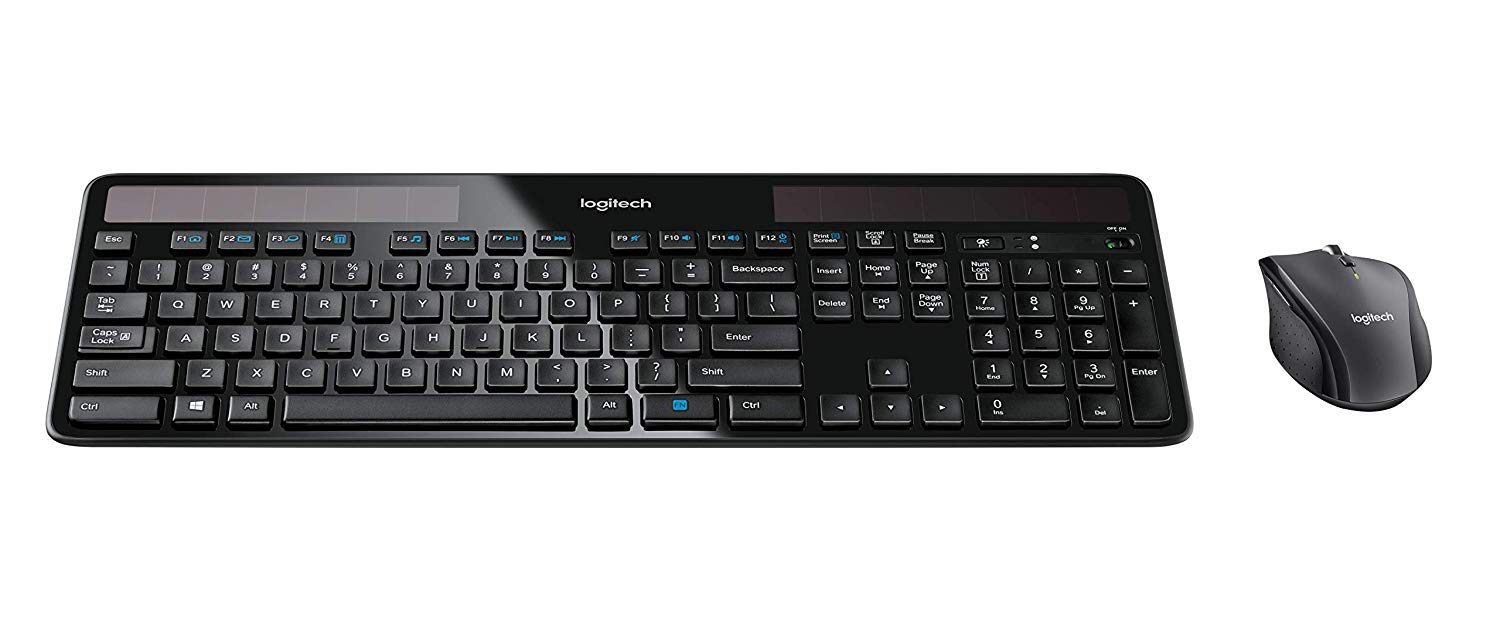 Logitech K750 Wireless Solar Keyboard Black for Windows Solar Recharging Keyboard (with Mouse)