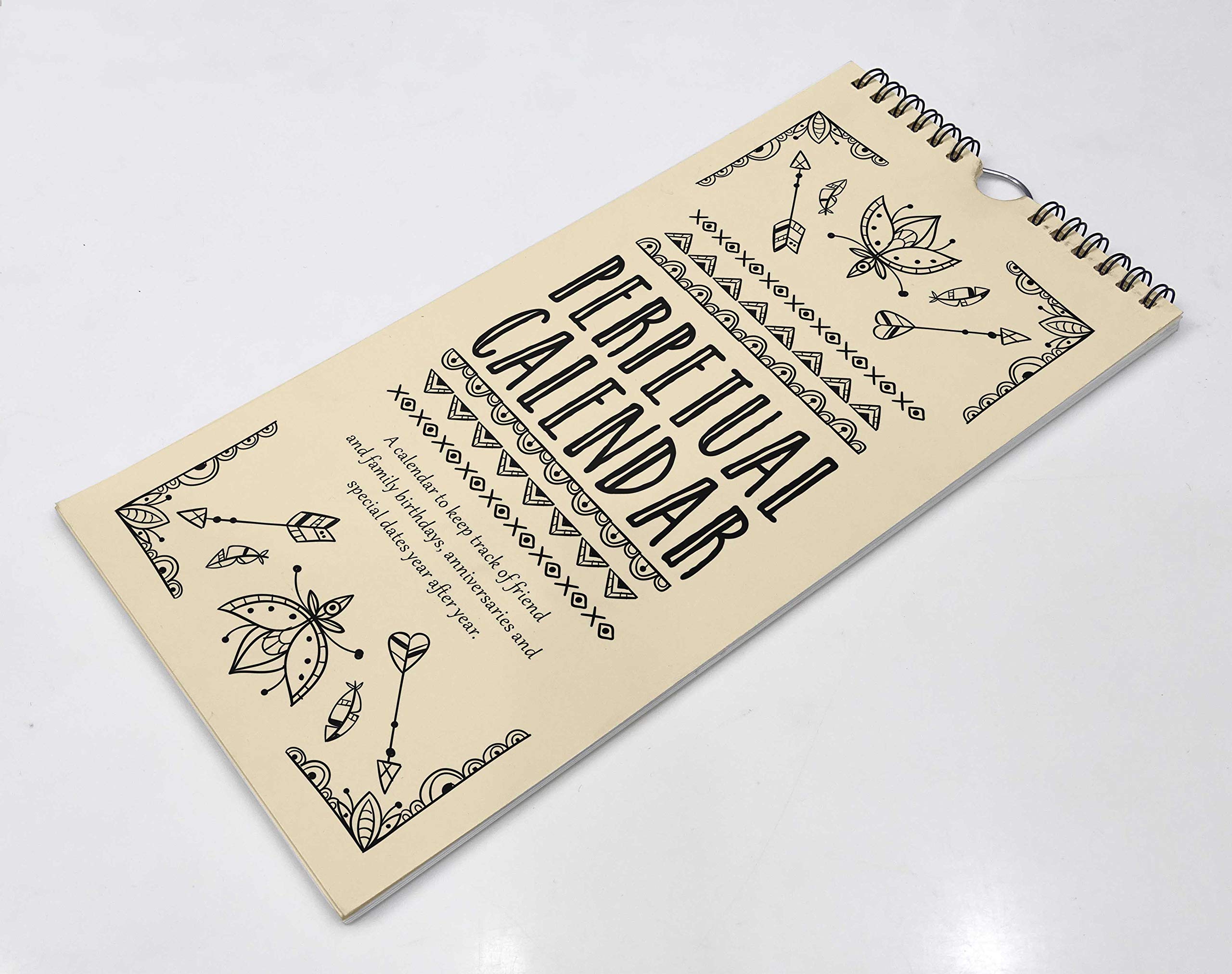 Inkdotpot Tribal Arrow Rustic Perpetual Calendar Birthday Wall Hanging Anniversary Special Event Reminder Calendar Book Journal Stationary Wall Hanging Birthday Gift Card Planner Organizer