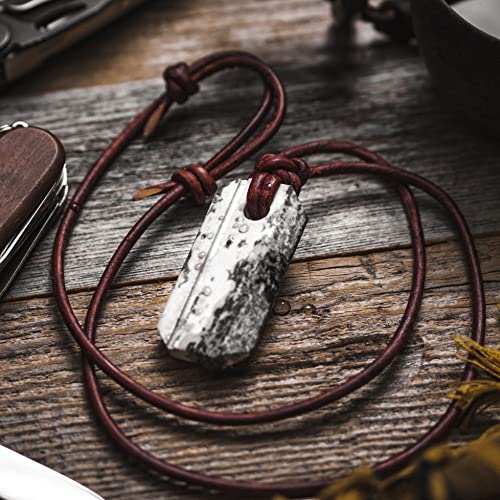 Wazoo Viking Whetstone Pendant | Knife Sharpener Necklace | Arkansas Novaculite on Leather Cord | Norse Inspired Knotwork | MADE IN USA!