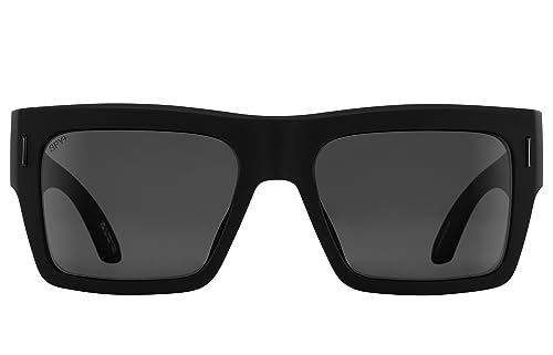 SPY Optic Bowery, Square Sunglasses, Color and Contrast Enhancing Lenses, Black - Gray Polarize Lenses