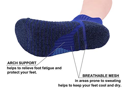 Kodal Copper Infused Athletic Running Socks Ankle Support Low Cut Comfortable Cushion Performance for Men and Women - 5 Pairs