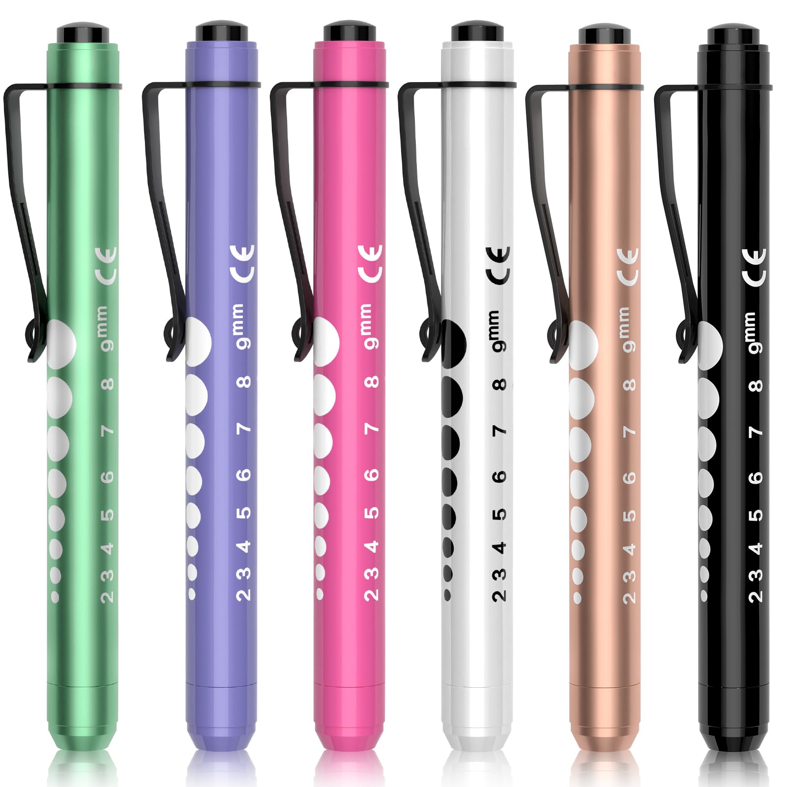 RISEMART Pen Lights for Nurses Reusable Medical Pen Light with Pupil Gauge and Ruler, White Light LED Penlight for Nurse Student Doctors EMT, 2Packs(Gold and White)