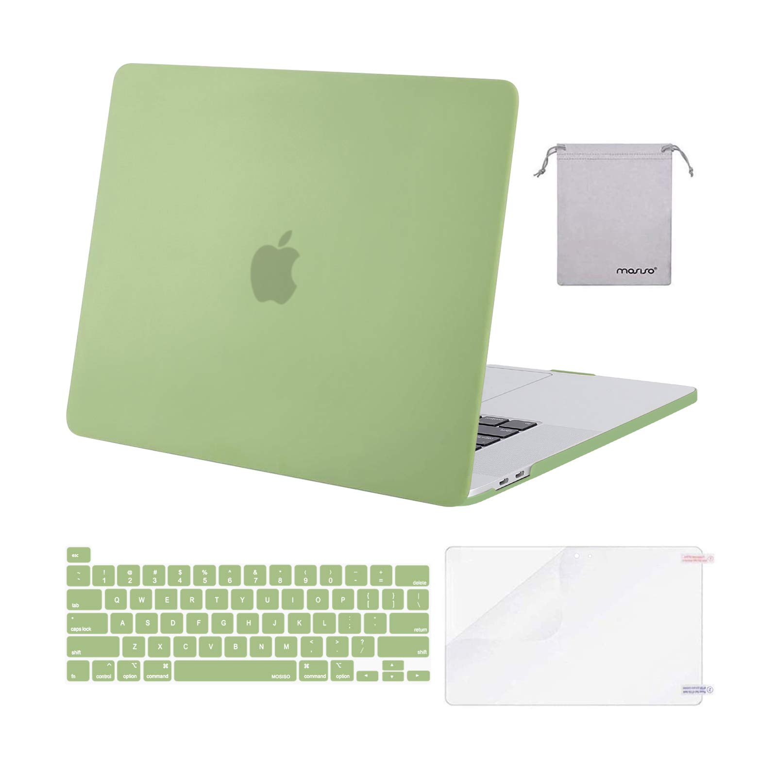 MOSISO Compatible with MacBook Pro 16 inch Case 2020 2019 Release A2141 with Touch Bar Touch ID, Protective Plastic Hard Shell Case & Keyboard Cover & Screen Protector & Storage Bag, Avocado Green