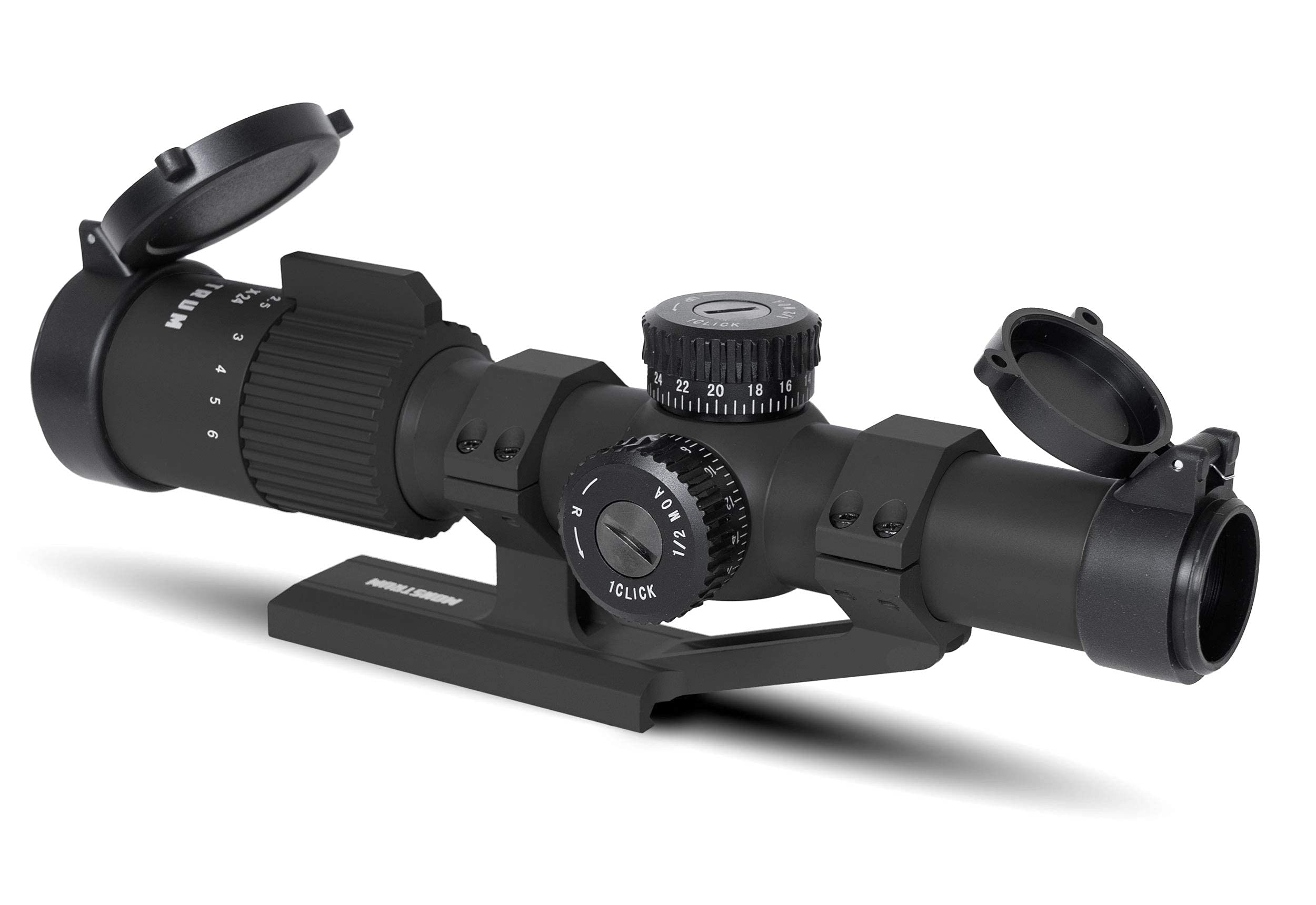 Monstrum Alpha Series 1-4x24 First Focal Plane FFP Rifle Scope | ZR305 H-Series Offset Scope Mount | Bundle