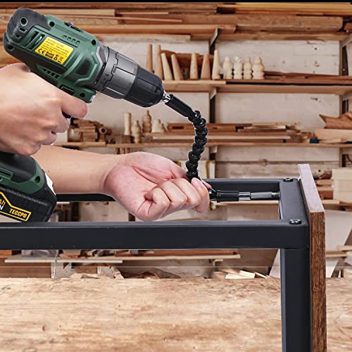 TECCPO Cordless Drill Set, 63Pcs Power Drill Set, Drill with 310 In-lbs, 2-Speed, 21+1 Torque Setting, 2.0Ah Battery & Fast Charger, Tool Kit with Drill, Drill Kit Tool Set for General Household