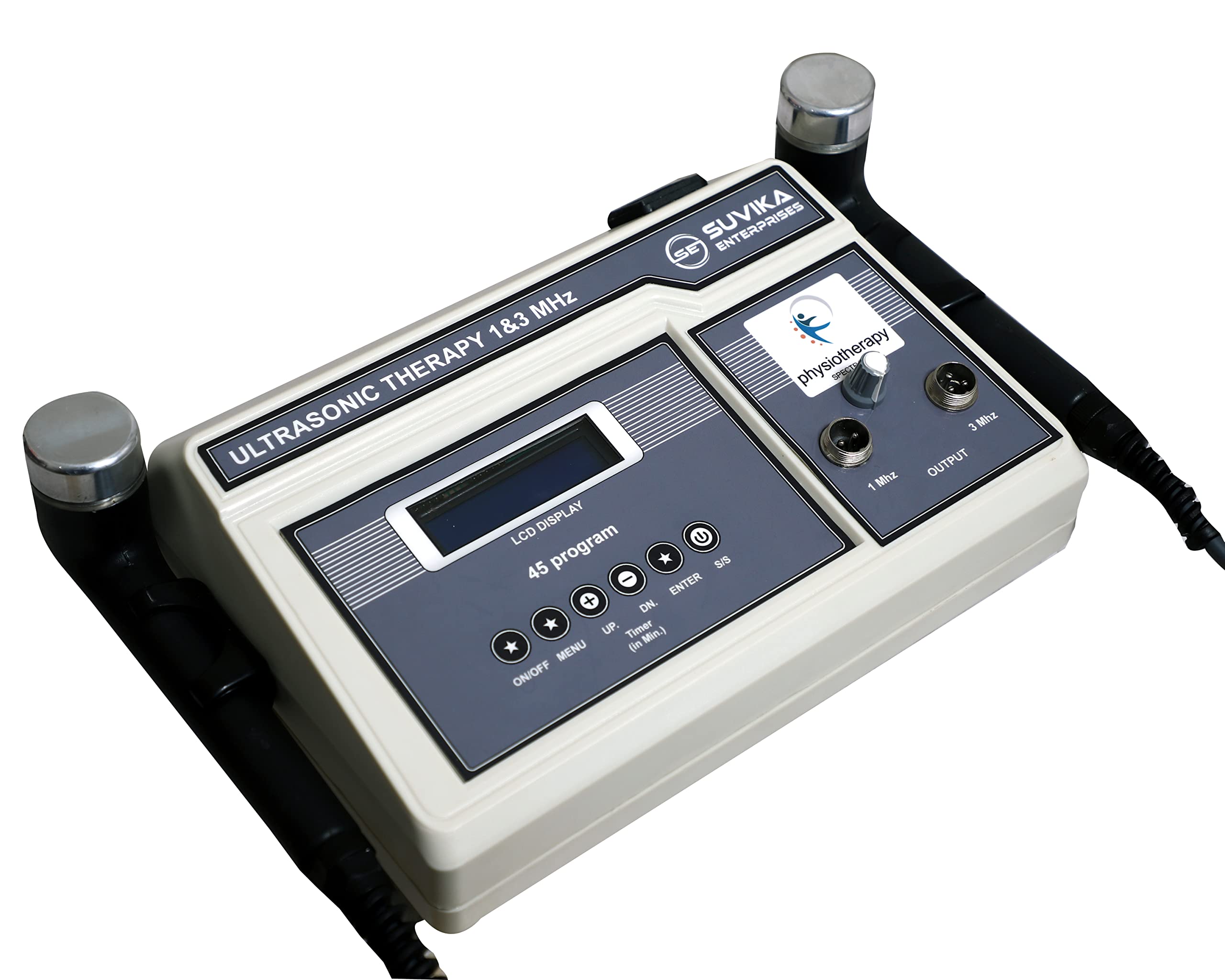 Suvika Enterprises 1 & 3 MHz Ultr-as-onic Massage Ther-apy Mach-ine with 45 Programs : 1.0.3 MHZ