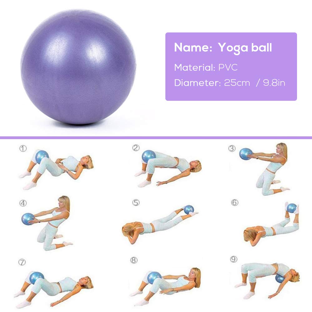 Lixada 5Pcs Yoga Ball Chair,Yoga Equipment Set Include Yoga Ball Yoga Blocks Stretching Strap Resistance Loop Band Exercise Band (Purple)