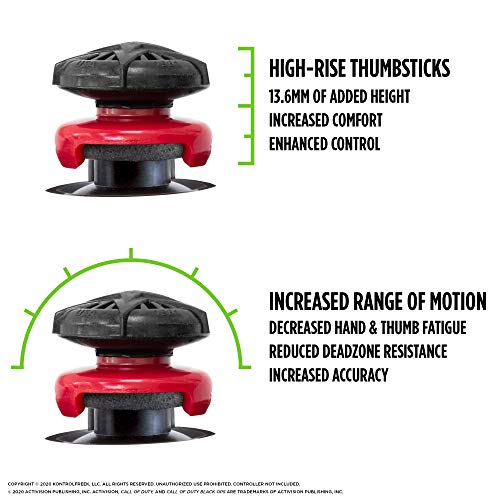 KontrolFreek Call of Duty: Black Ops Cold War Performance Thumbsticks for Xbox One and Xbox Series X | 2 High-Rise, Convex | Black/Red
