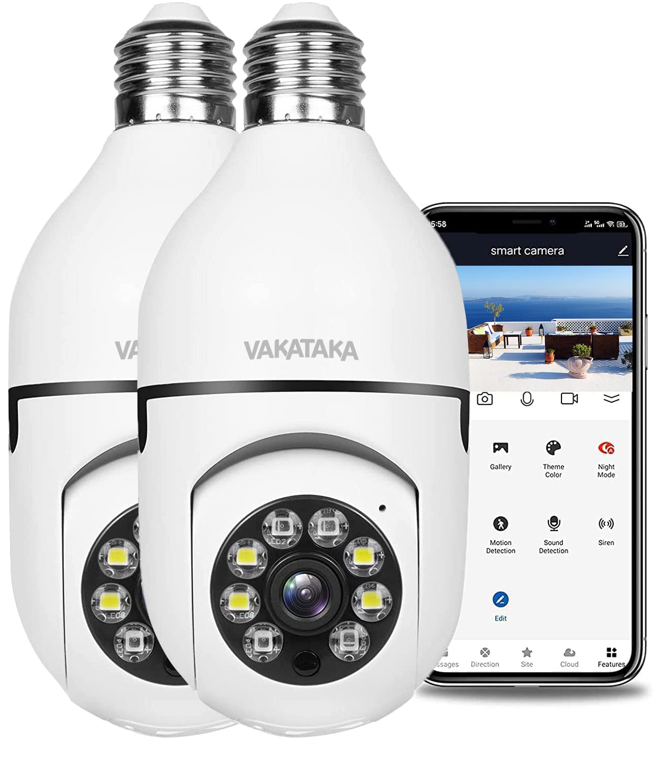 Topiacam Lightbulb Security Camera Outdoor Wireless 2.4G WiFi 360 Indoor Lightbulb Camera,2 Way Audio/HD/Night Vision/Light Socket Security Camera,Lightbulb Security Camera, Smart Motion Detection