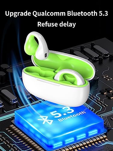 Wireless Ear Clip Headphones - Bluetooth 5.3 Earring Headphones with Mic for iPhone & Android, Open Ear Wireless Earbuds Immersive Superior Sound, 25hrs Playtime Waterproof Sport Earring Earbuds