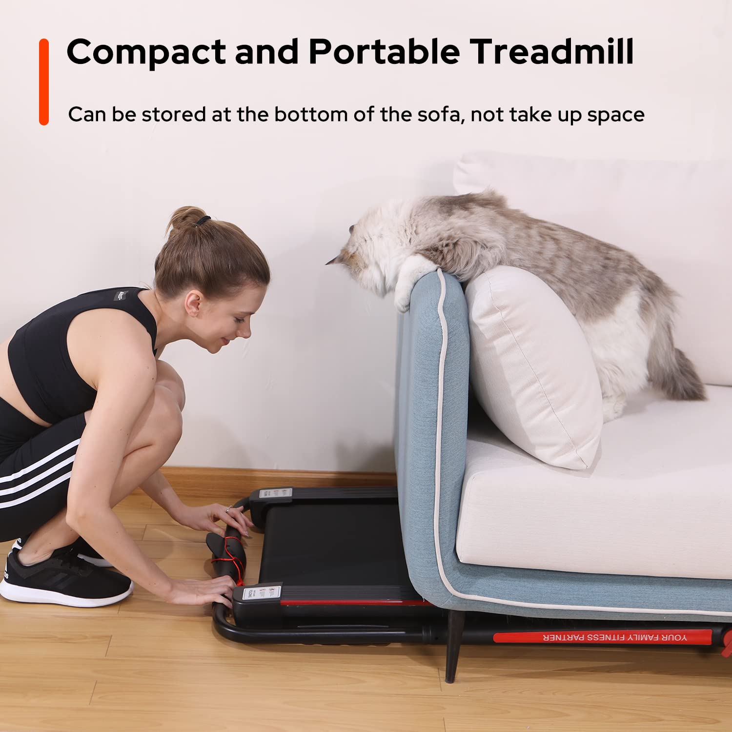 Ober Foldable Under Desk Treadmill, Portable 2 in 1 Walking Pad Treadmill for Home and Office, 2.25 HP 242 lb Weight Capacity Compact Treadmill with Remote Control and LED Display Black