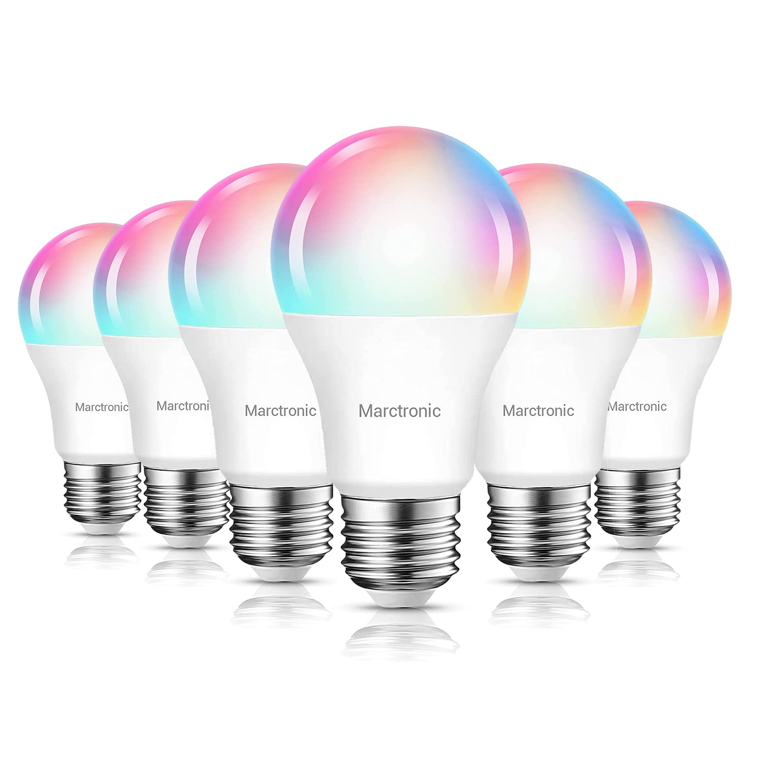 marctronic Smart Light Bulbs 6 Pack,Alexa Light Bulbs,Color Changing Dimmable Smart LED Bulbs RGBCW WiFi Light Bulb Work with Alexa Google Home,A19 Soft White (2700K), 600LM 60W Equivalent