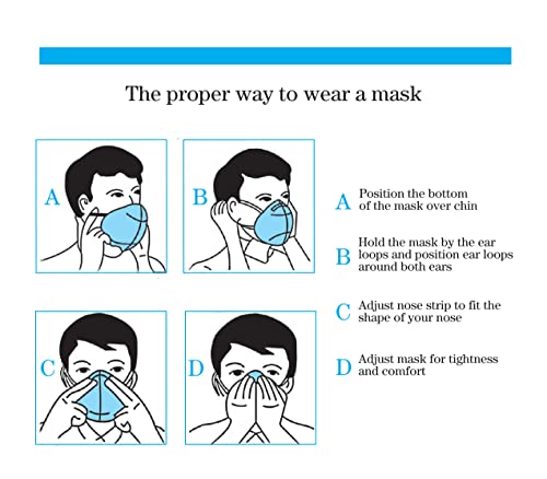 ProStar Respirator Face Mask, Fold-Style with Ear Loops, Made in USA, 20pcs, 4-Layer ≥ 95% Filter Efficiency, Blue Mask