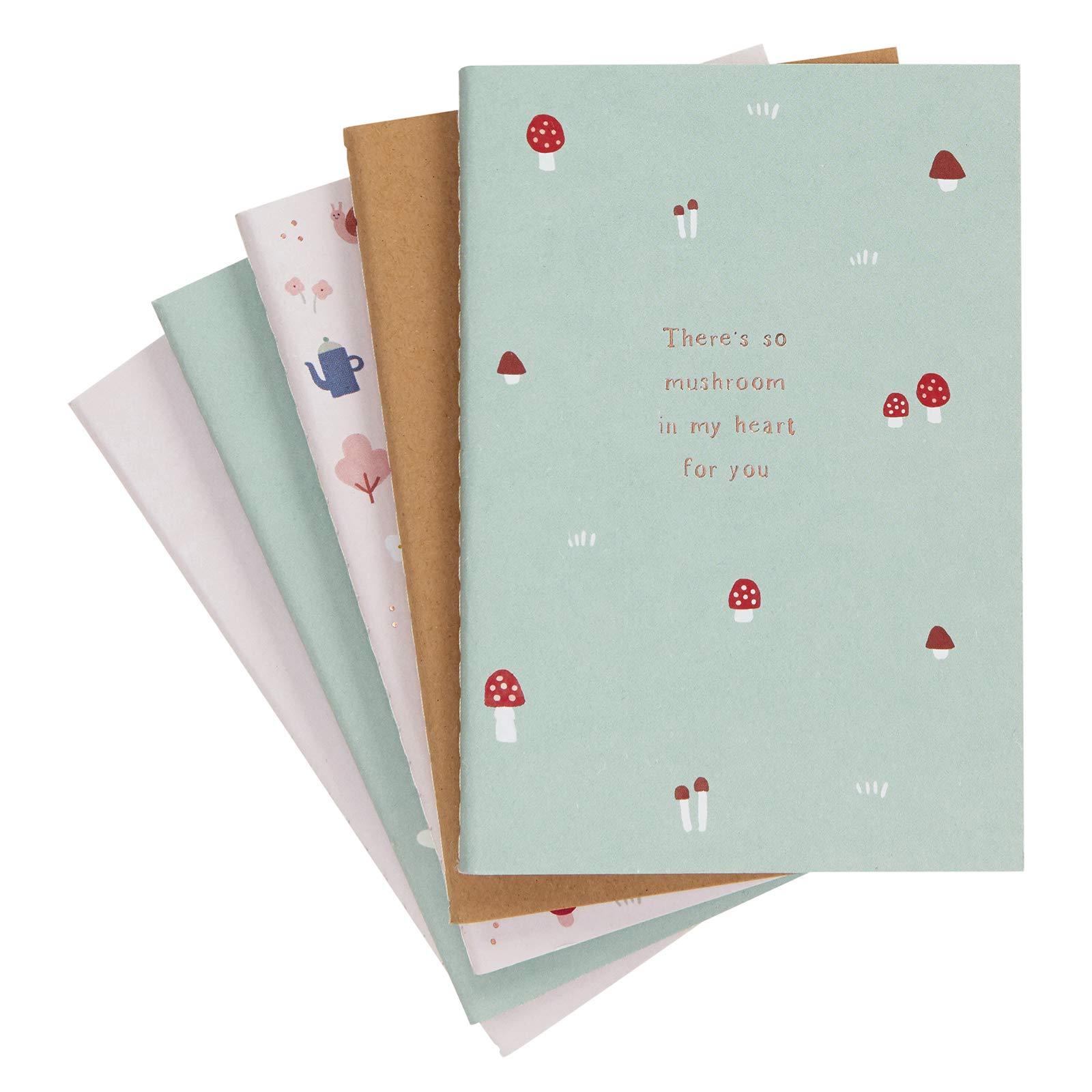 kikki.K Woodland Wanders Designer Collection - B7 Stitch Notebooks 5Pk, Includes a Set of 5 Designs with 52 Lined Pages Per Notebook, Allocate One Notebooks to Each Study Subject or Project