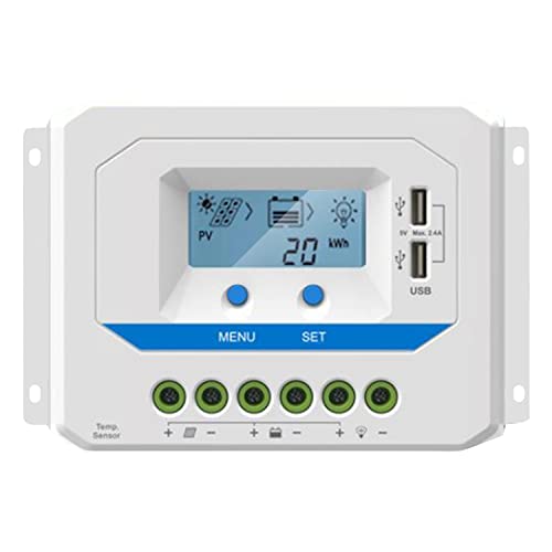 Saooer 30A Solar Charge Controller,Solar Controller with LCD Display Dual USB,Solar Panel Charger Controller Battery Intelligent Regulator 12V/24V PWM Auto Paremeter Adjustable
