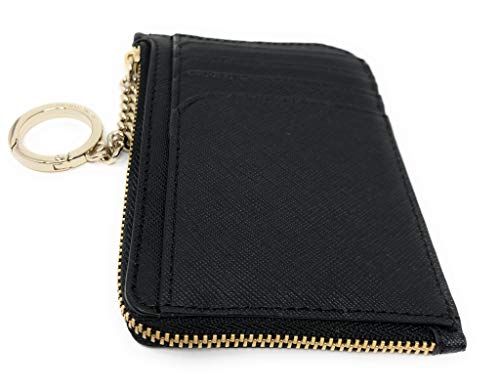 Kate Spade New York Medium L-Zip Leather Card Holder Keychain Black