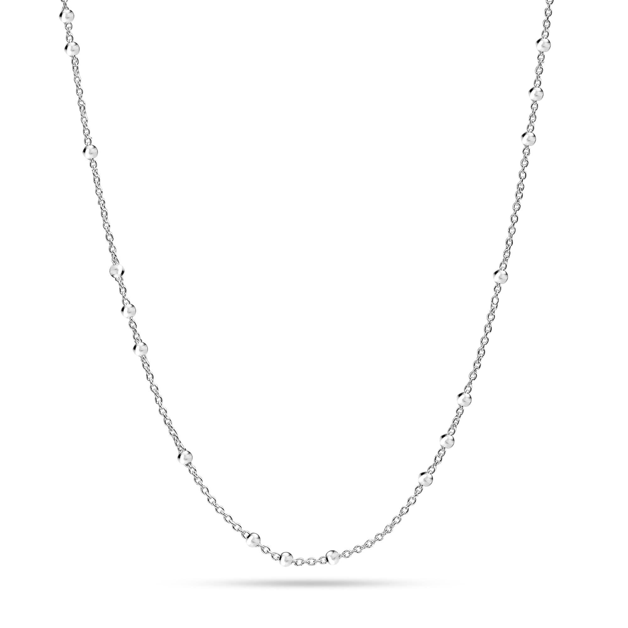 LeCalla Links 925 Sterling Silver Italian Ball Bead Station Cable Chain Necklace for Women 60 Inches