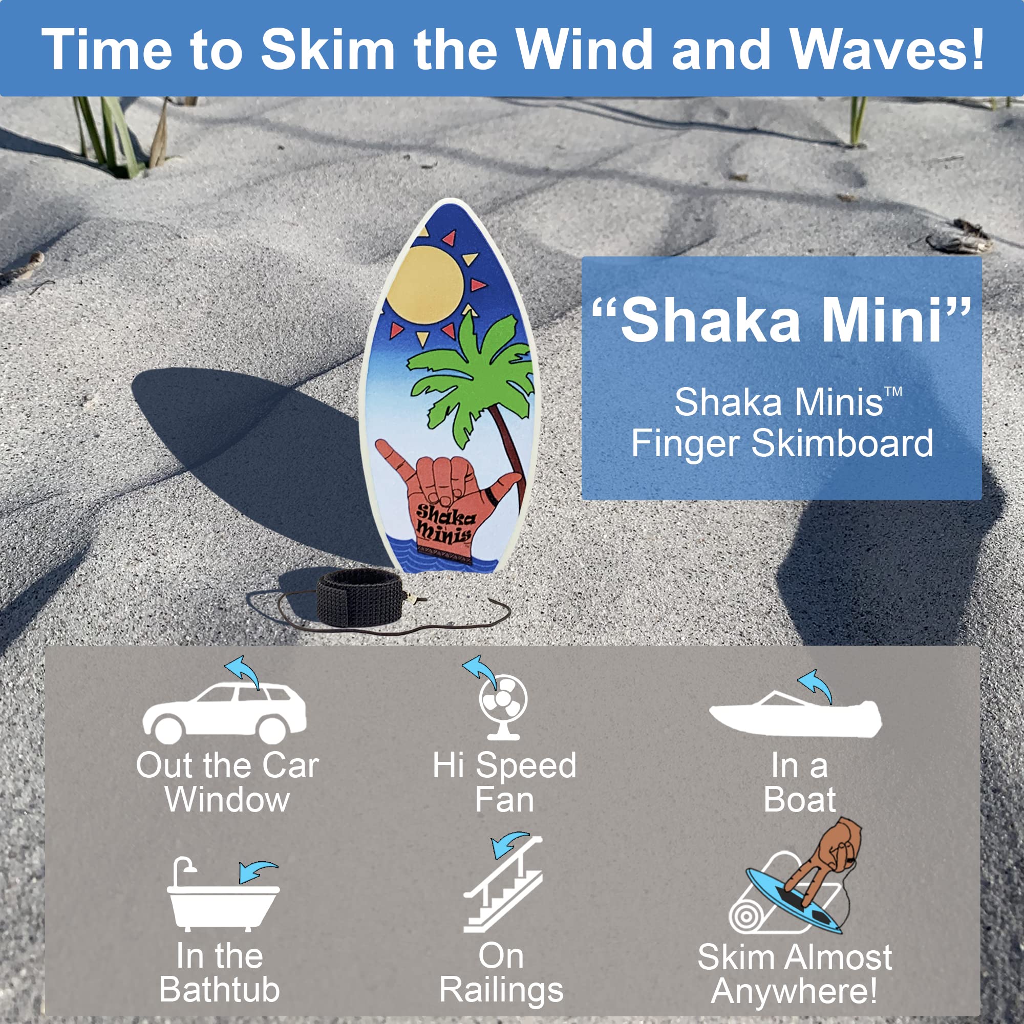 Shaka Minis Finger Skimboard | Finger Surfboard - Skim and Surf The Wind, Waves and Almost Anywhere (Shaka)