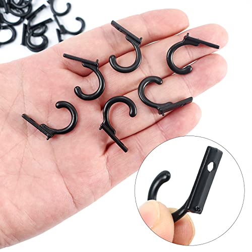 Wall Mounted Single Hook Robe Hooks Metal Coat Hooks and Screws for Hanging Key Jewelry Cup Cloth Bag Cap,40 Pieces (Black)
