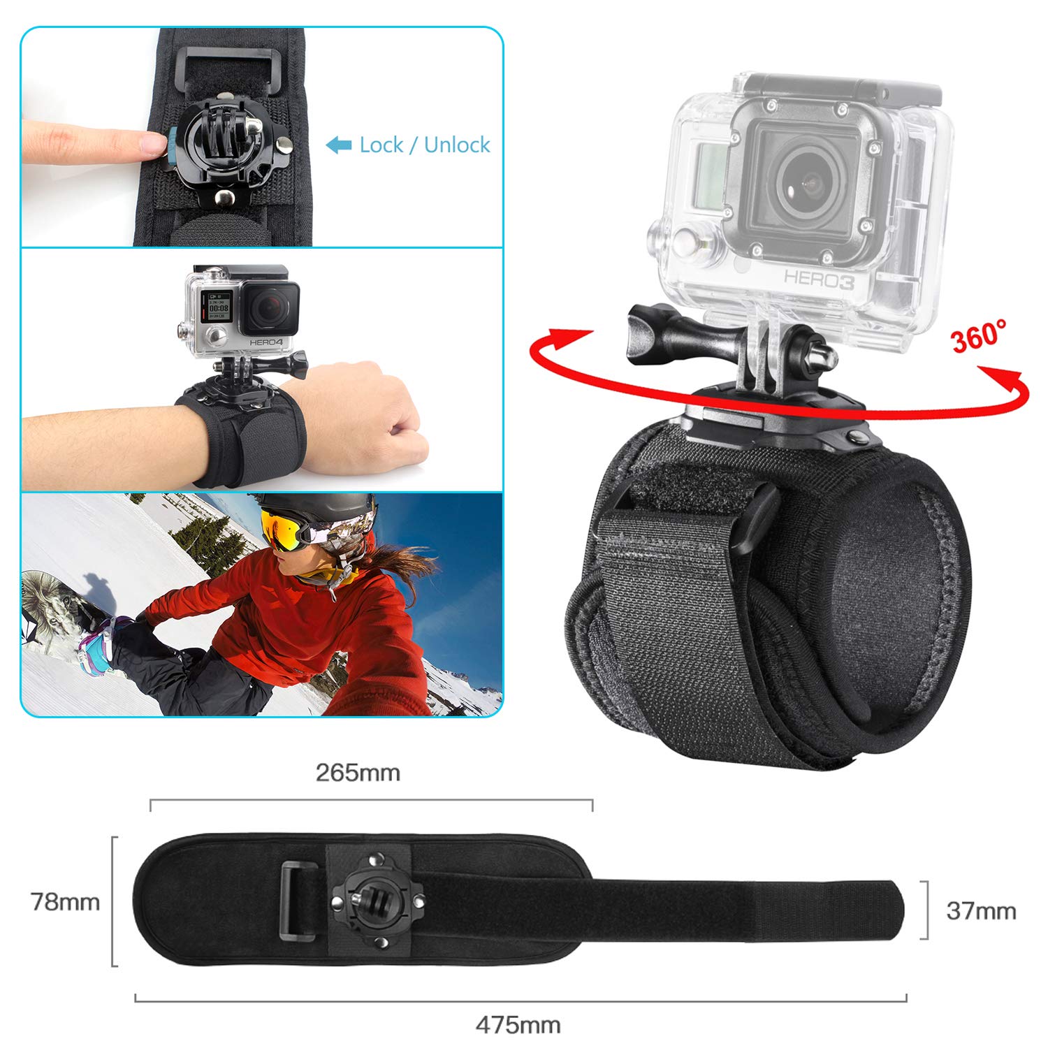 Kitway 65-in-1 Action Camera Accessories Kit for GoPro HERO10,9,8 Compatible with GoPro Max, Hero 7 6 5 4 3+ 3 2 1/EK7000/Wewdigi EV5000/DBpower N6/Crosstour (Accessories for Action camera)