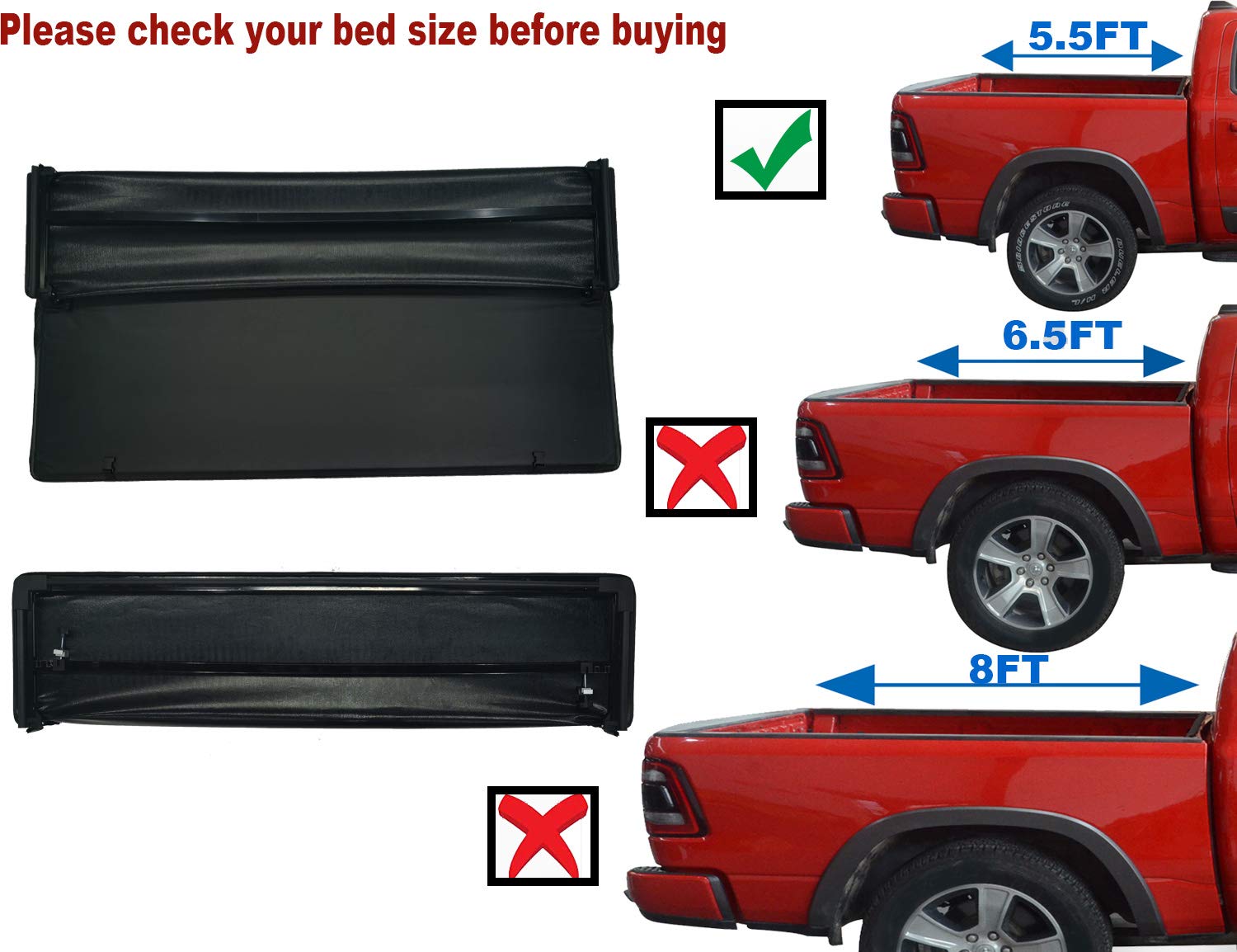 KSCPRO Quad Fold Tonneau Cover Soft Four Fold Truck Bed Covers for 2015-2023 Ford F-150 F150 with 5.5 ft Bed, Styleside