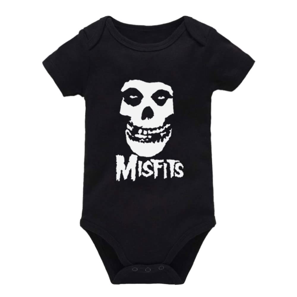 SiYooca Cute Misfits Skull Short Sleeve Onesie Newborn Bodysuit Baby Romper Unisex D-Black, 3 Months