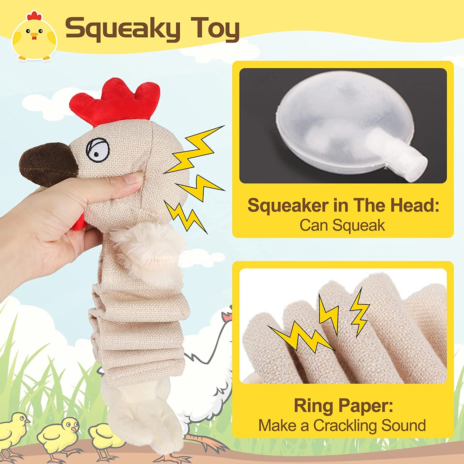 PUPTECK Holiday Dog Squeaky Toy - Soft Plush Interactive Chew Toys for Small Medium Dogs