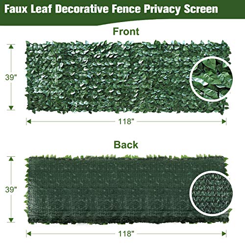 SEKKVY 39" x 118" Artificial Hedges Faux Ivy Privacy Fence Screen Peach Leaves Panels with Mesh Backing - Vine Decoration for Outdoor Decor, Garden, Yard