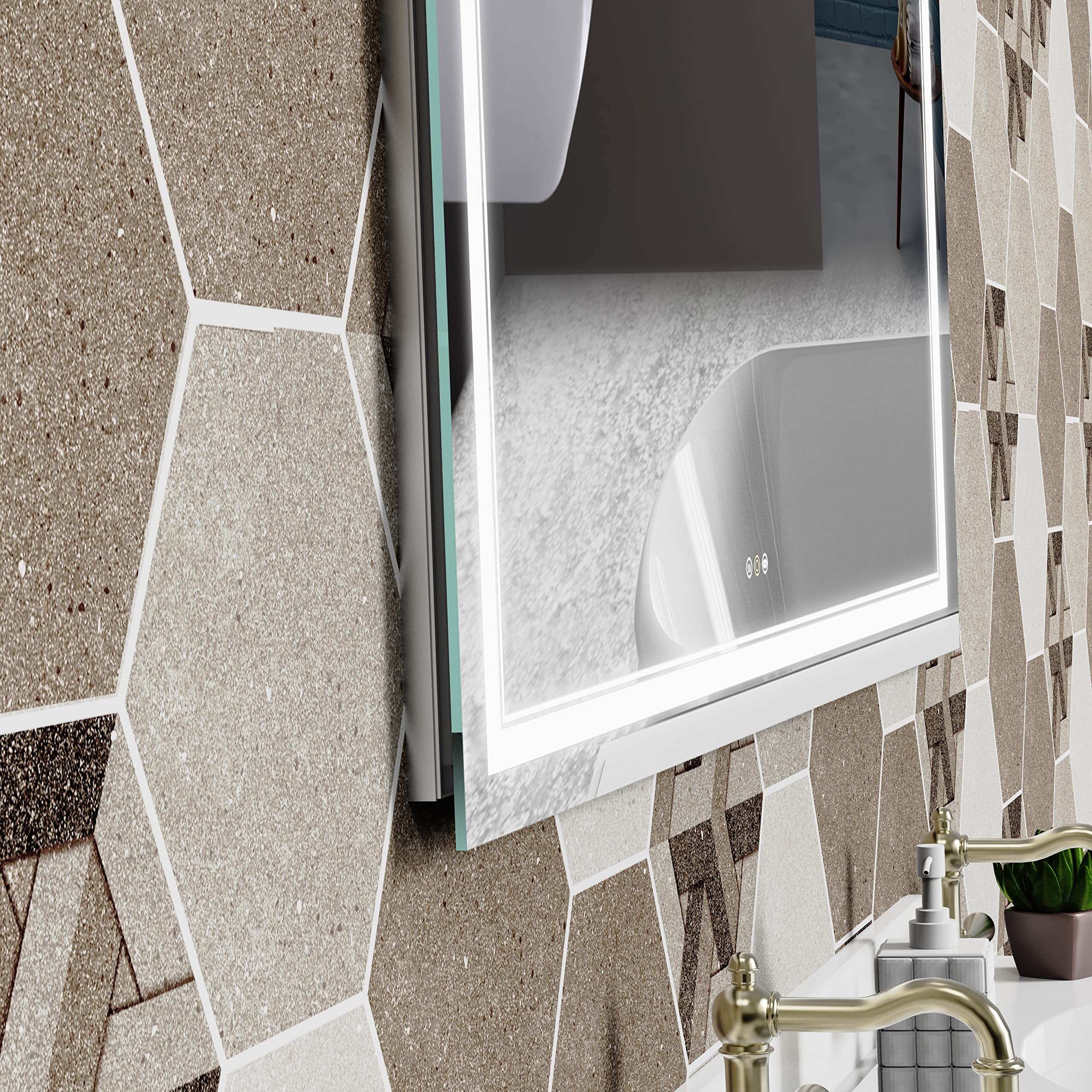 LED Mirror for Bathroom, 24x40 inch Anti Fog Bathroom Mirror with Lights, Lighted Mirrors for Bathroom Wall with Smart Touch Button, Memory, Wall Switch